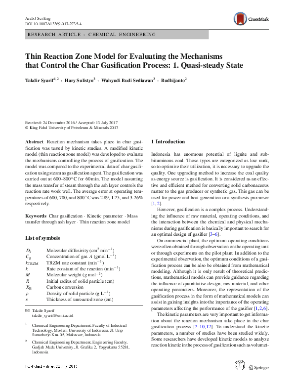 (PDF) Thin Reaction Zone Model for Evaluating the Mechanisms that ...