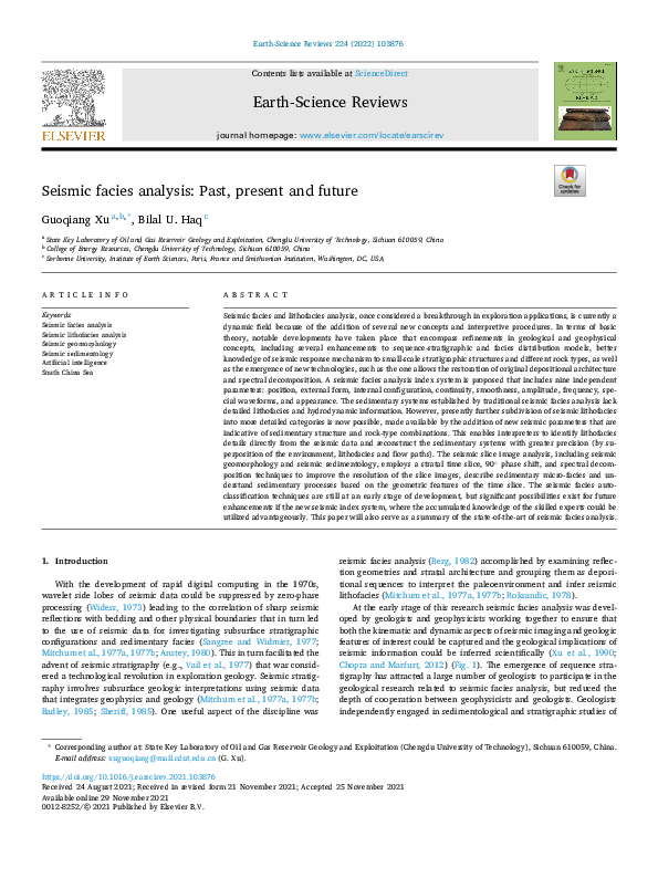(PDF) Seismic facies analysis: Past, present and future