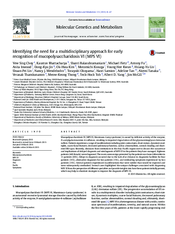 (PDF) Identifying the need for a multidisciplinary approach for early ...