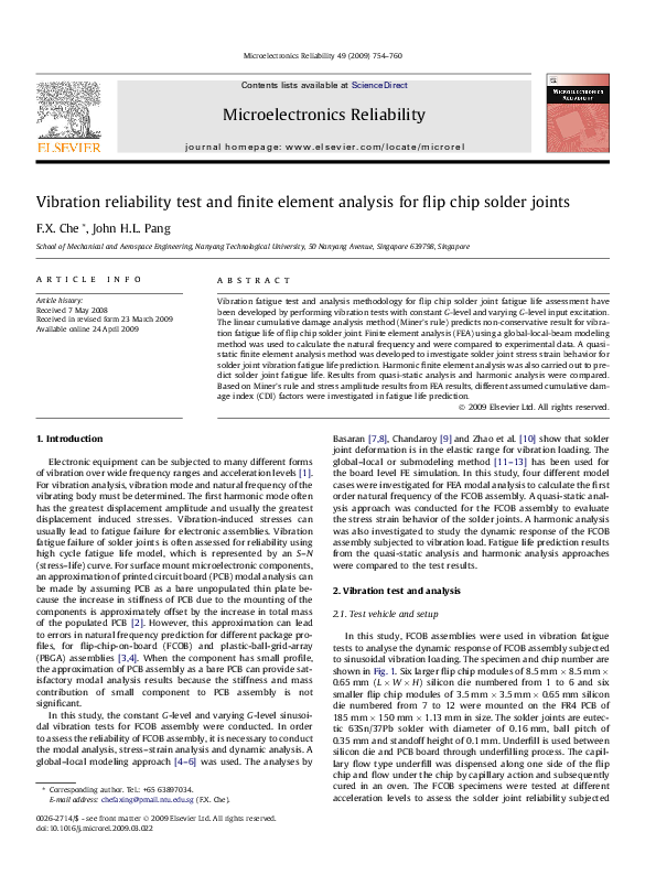 Pdf Vibration Reliability Test And Finite Element Analysis For Flip