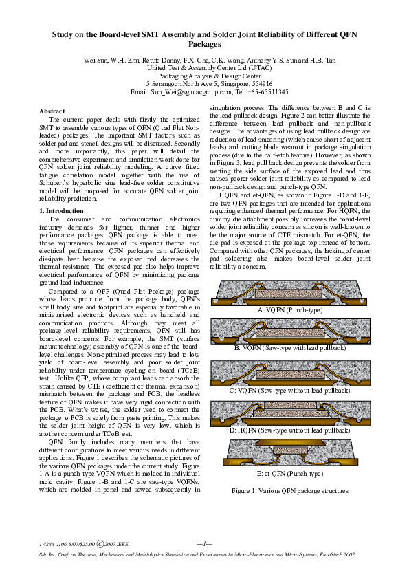 (PDF) Study on the Board-level SMT Assembly and Solder Joint ...