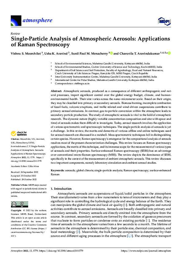 Pdf Single Particle Analysis Of Atmospheric Aerosols Applications Of Raman Spectroscopy