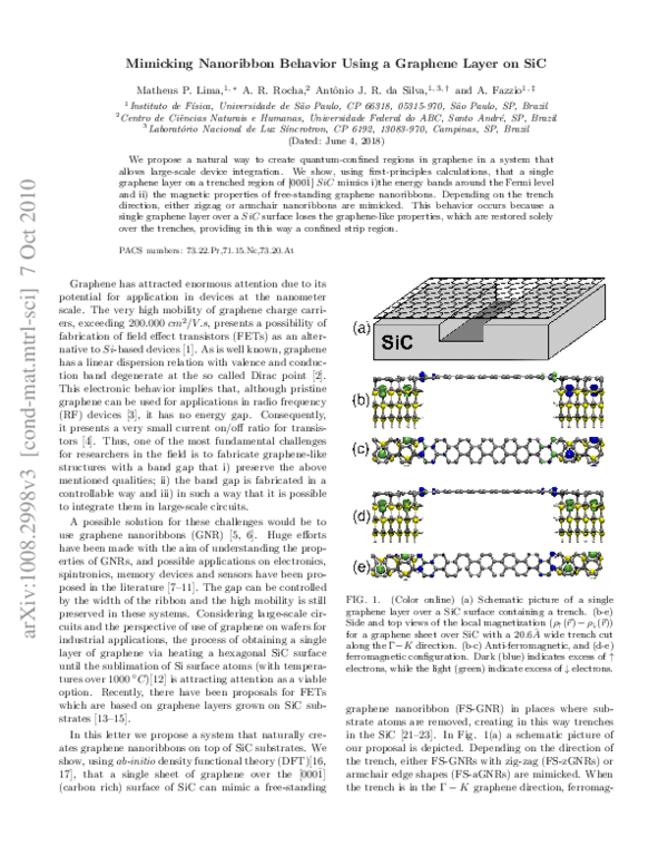 (PDF) Mimicking nanoribbon behavior using a graphene layer on SiC