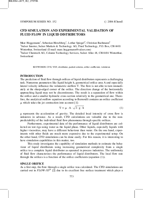 (PDF) CFD Simulation and Experimental Validation of Fluid Flow in Liquid Distributors | SAYANTAN ...