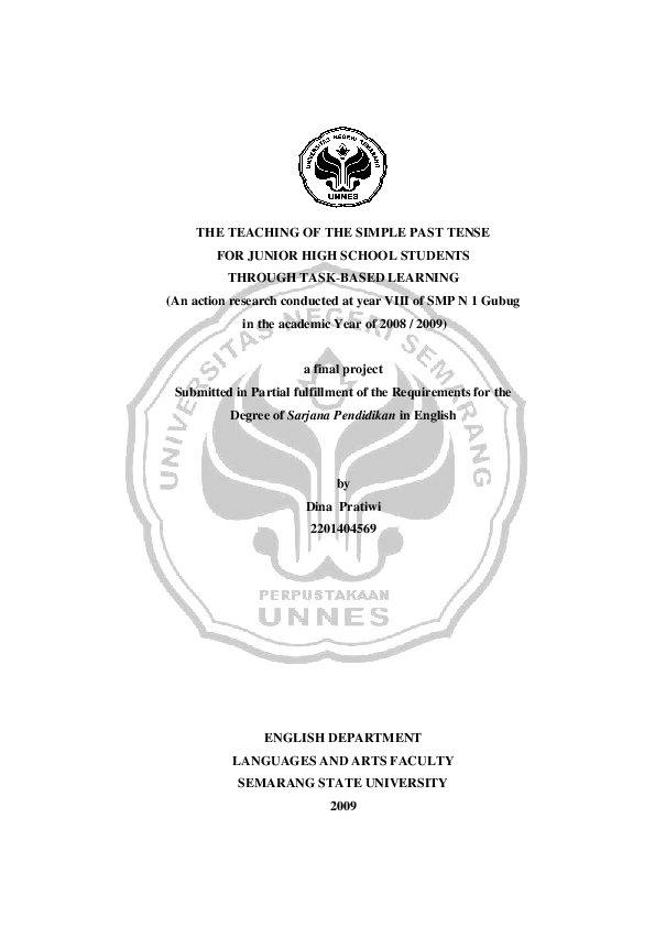 (PDF) THE TEACHING OF THE SIMPLE PAST TENSEFOR JUNIOR HIGH SCHOOL ...