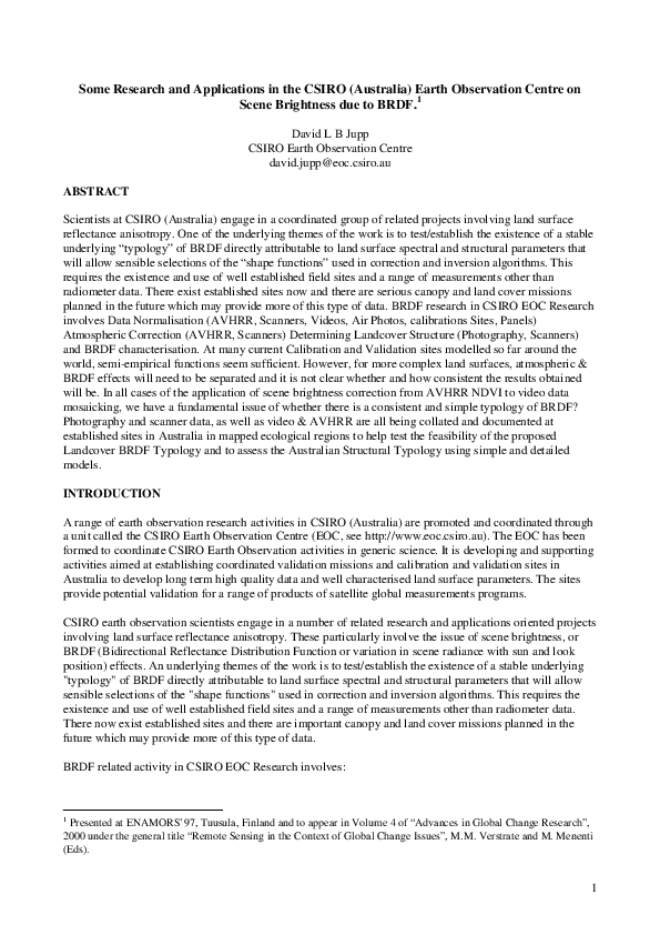 (PDF) Some Research and Applications in the CSIRO (Australia) Earth ...