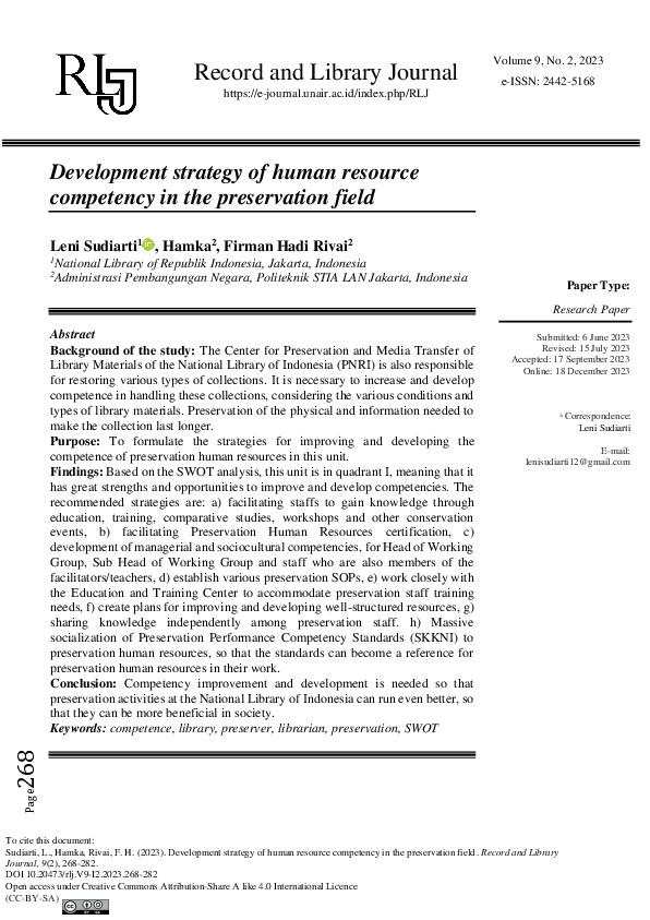 (PDF) Development strategy of human resource competency in the ...