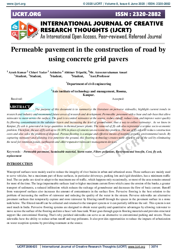 (PDF) Permeable pavement in the construction of road by using concrete ...