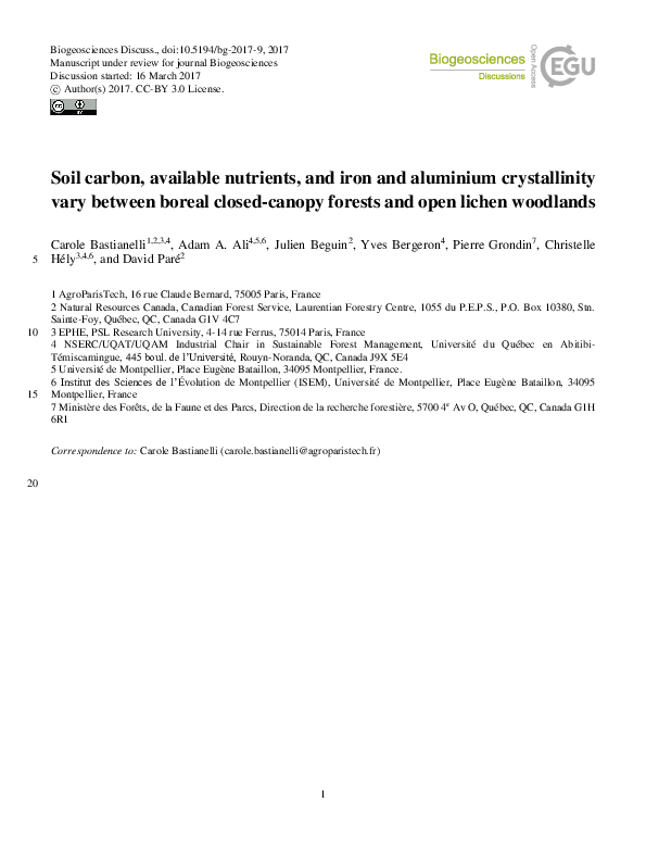 (PDF) Soil carbon, available nutrients, and iron and aluminium ...