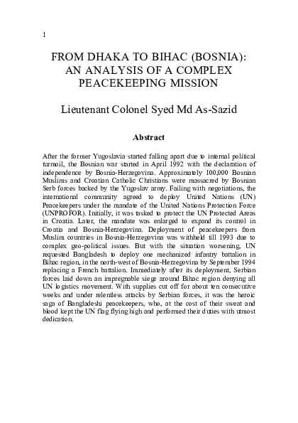 (PDF) FROM DHAKA TO BIHAC (BOSNIA): AN ANALYSIS OF A COMPLEX ...