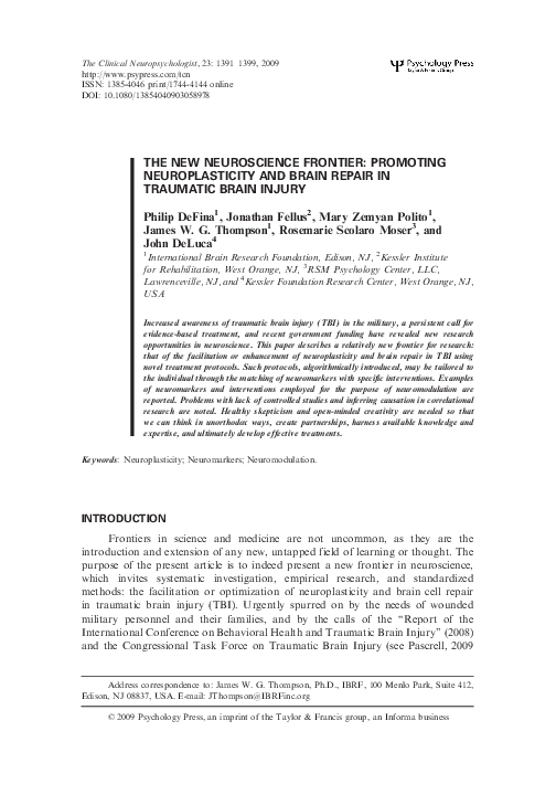 (PDF) The new neuroscience frontier: Promoting neuroplasticity and ...