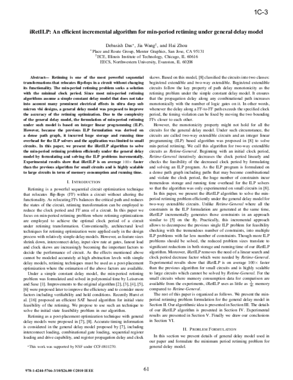 (PDF) iRetILP: An efficient incremental algorithm for min-period retiming under general delay ...