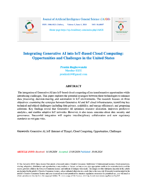 Pdf Integrating Generative Ai Into Iot Based Cloud Computing