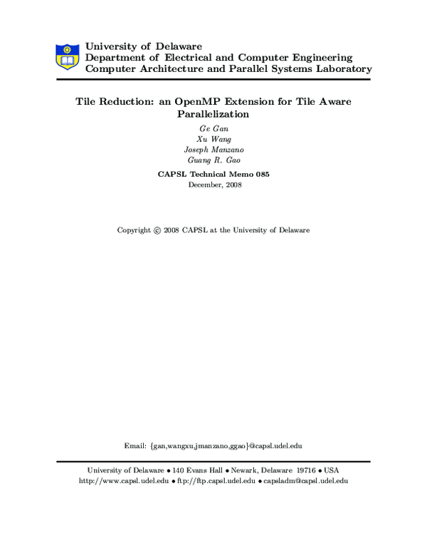 (PDF) Tile Reduction: an OpenMP Extension for Tile Aware Parallelization