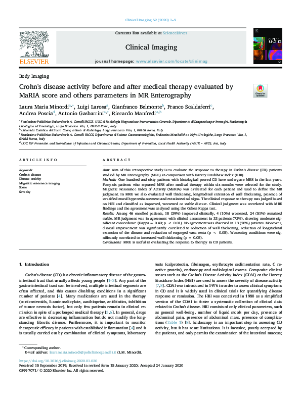 (PDF) Crohn's disease activity before and after medical therapy ...