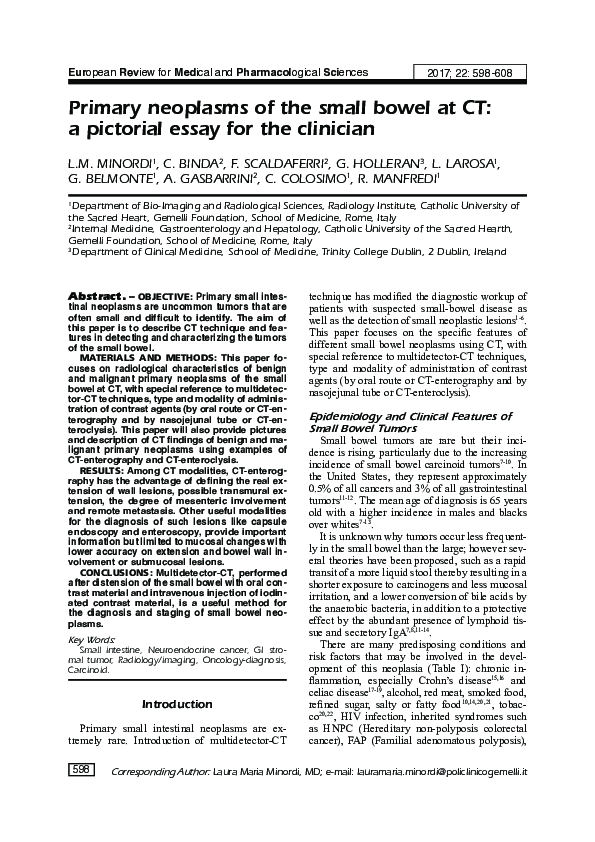 (PDF) Primary neoplasms of the small bowel at CT: a pictorial essay for ...