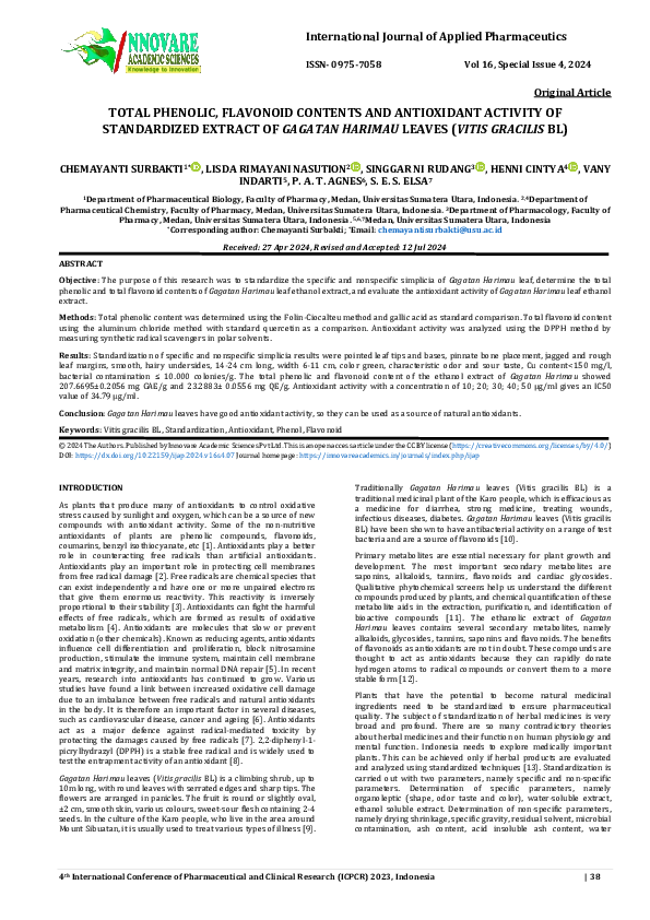 (PDF) TOTAL PHENOLIC, FLAVONOID CONTENTS AND ANTIOXIDANT ACTIVITY OF ...