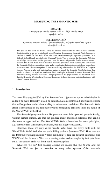 (PDF) Measuring the semantic web
