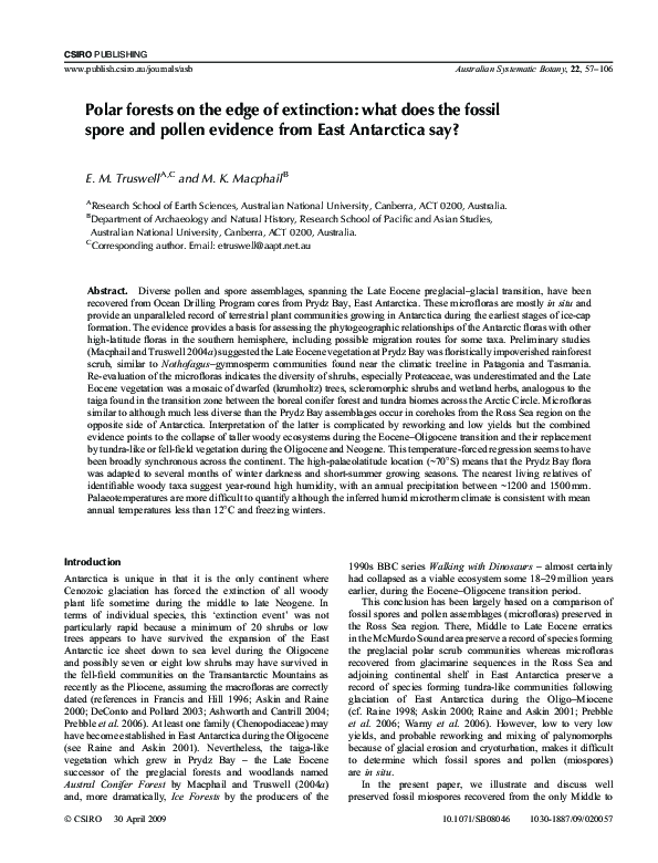 (PDF) Polar forests on the edge of extinction: what does the fossil ...
