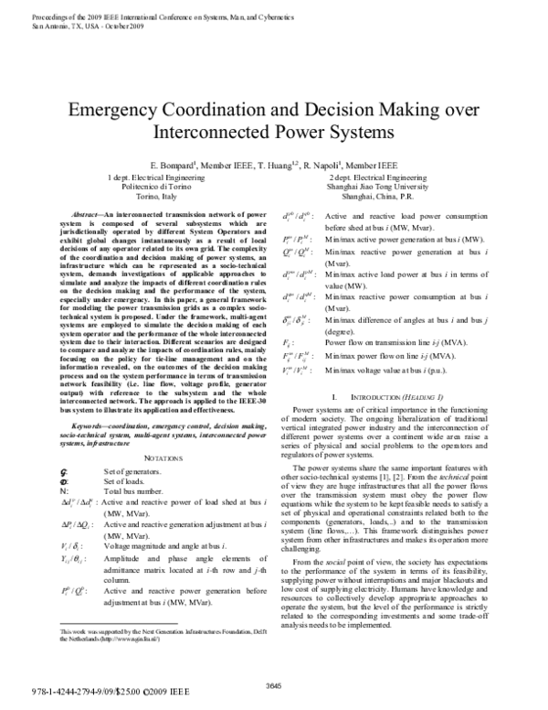 (PDF) Emergency coordination and decision making over interconnected ...
