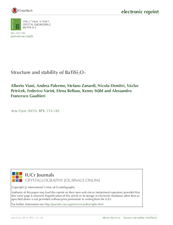 (PDF) Structure and stability of BaTiSi 2 O 7