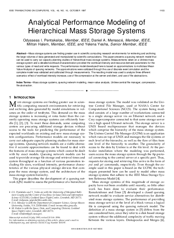 (PDF) Analytical performance modeling of hierarchical mass storage systems