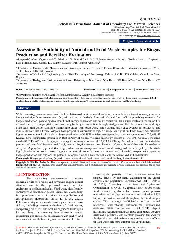 (PDF) Assessing the Suitability of Animal and Food Waste Samples for ...