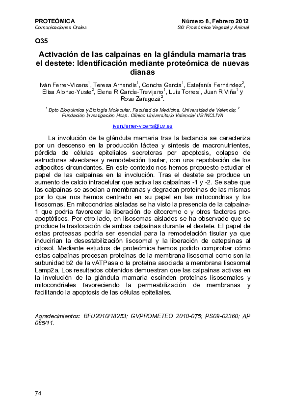 (PDF) Activación de las calpaínas en la glándula mamaria tras el ...