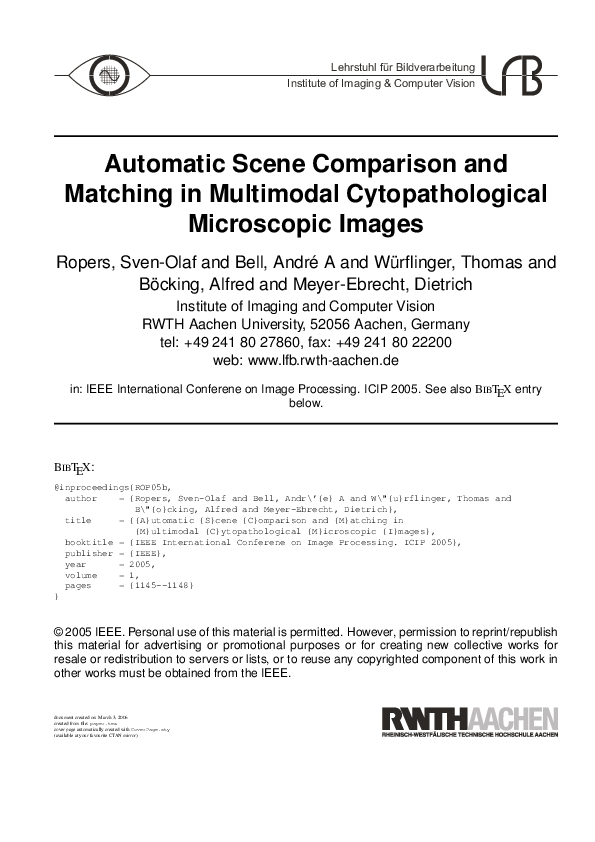 (PDF) Automatic scene comparison and matching in multimodal cytopathological microscopic images