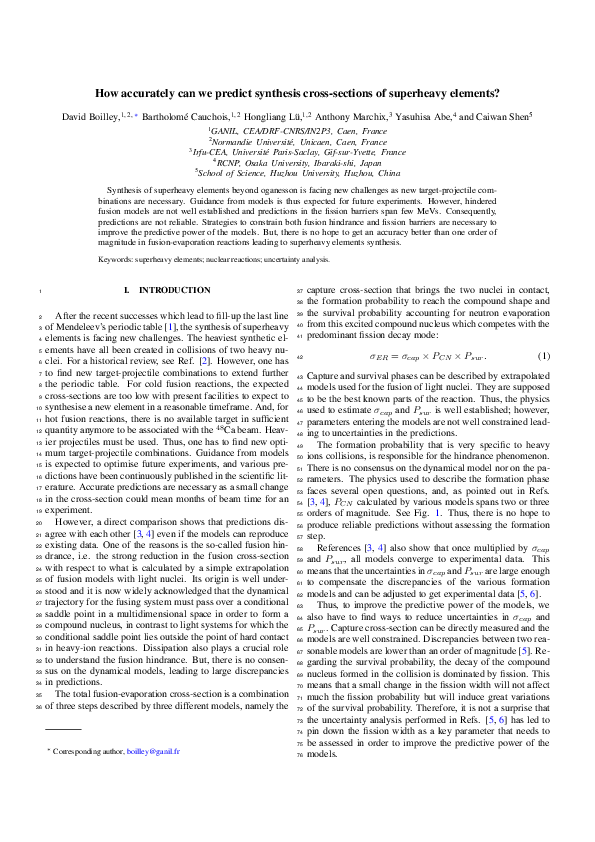 (PDF) How accurately can we predict synthesis cross sections of ...