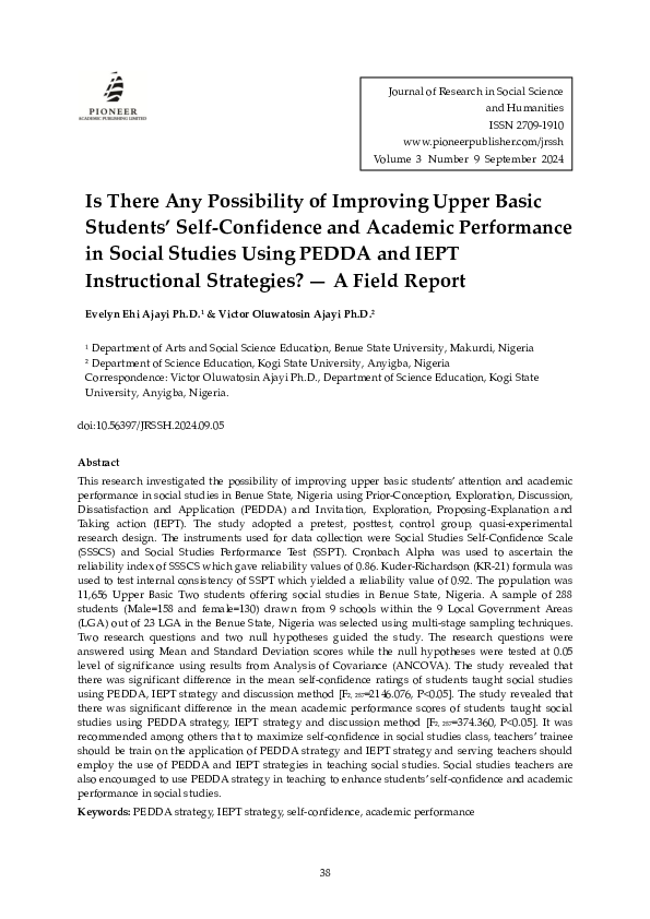 (PDF) Is There Any Possibility of Improving Upper Basic Students' Self-Confidence and Academic ...