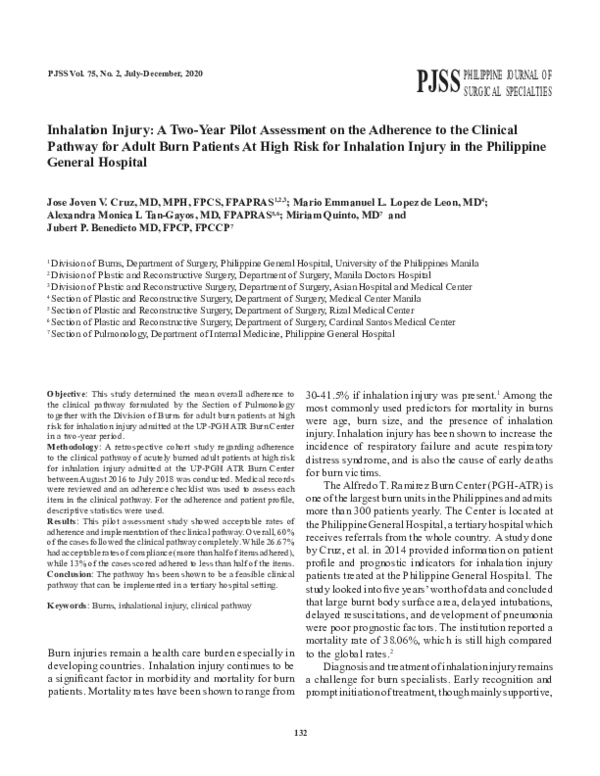 (PDF) Inhalation Injury: A Two-Year Pilot Assessment on the Adherence ...