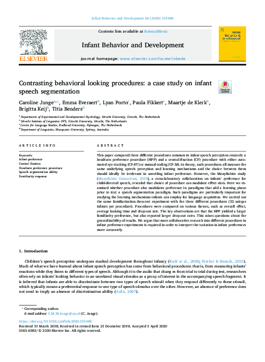 (PDF) Contrasting behavioral looking procedures: a case study on infant ...