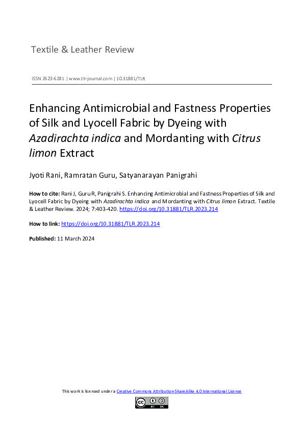 (PDF) Enhancing Antimicrobial and Fastness Properties of Silk and Lyocell Fabric by Dyeing with ...