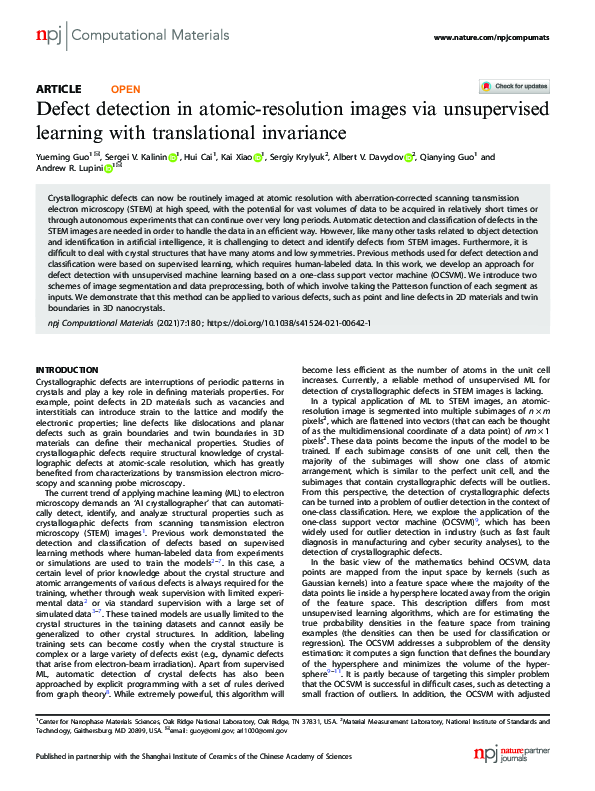 (PDF) Defect detection in atomic-resolution images via unsupervised ...