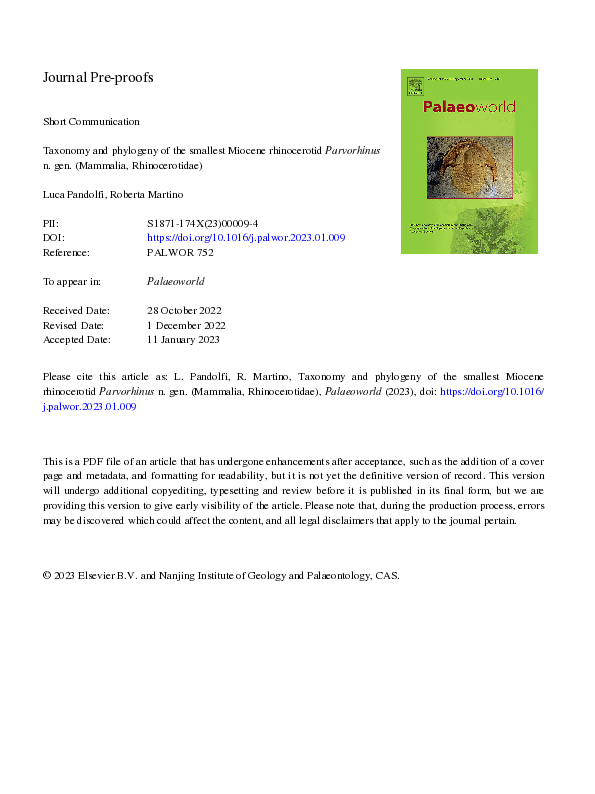 (PDF) Taxonomy and phylogeny of the smallest Miocene rhinocerotid ...