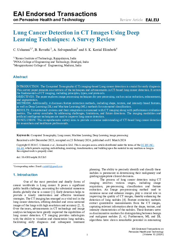 Pdf Lung Cancer Detection In Ct Images Using Deep Learning Techniques A Survey Review