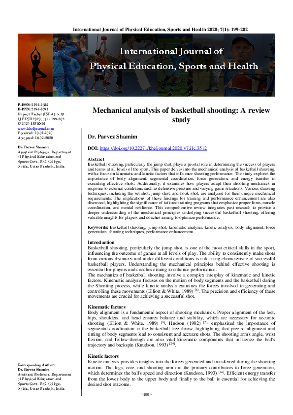 (PDF) Mechanical analysis of basketball shooting: A review study