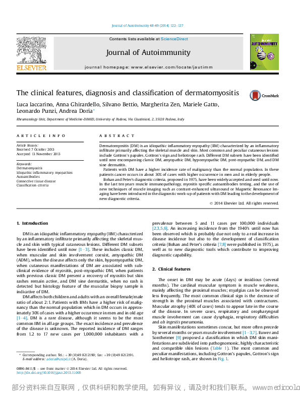 (PDF) The clinical features, diagnosis and classification of ...