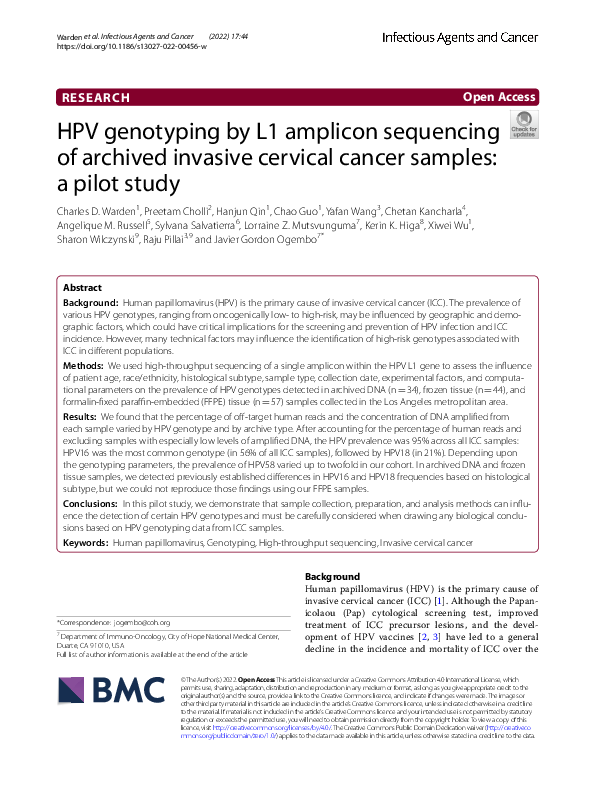 (PDF) HPV genotyping by L1 amplicon sequencing of archived invasive ...