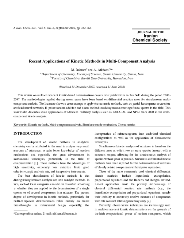 (PDF) Recent applications of kinetic methods in multi-component analysis