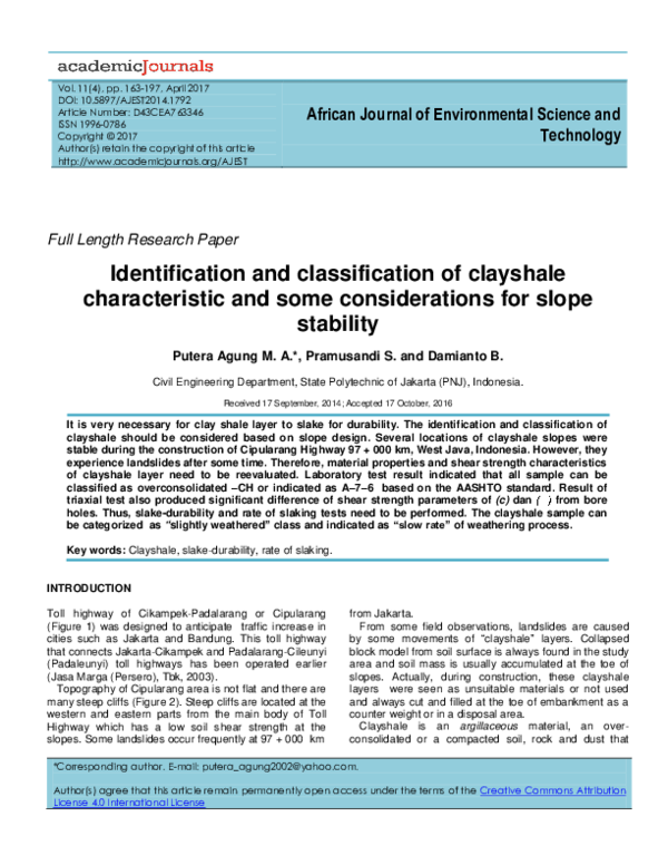 (PDF) Identification and classification of clayshale characteristic and ...
