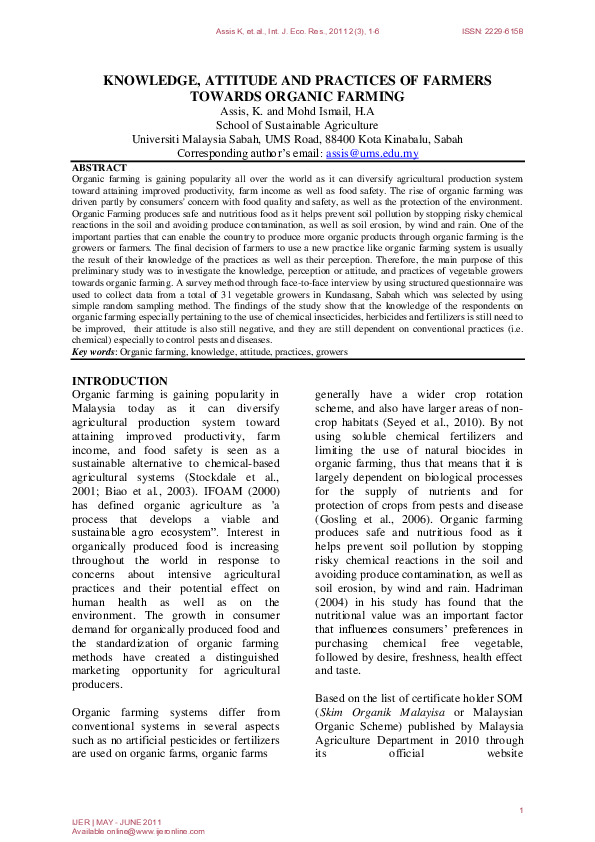 (PDF) Knowledge, Attitude and Practices of Farmers towards Vermiculture Technology