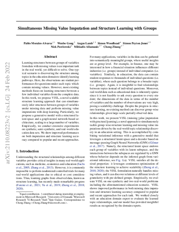 (PDF) VICause: Simultaneous Missing Value Imputation and Causal Discovery with Groups