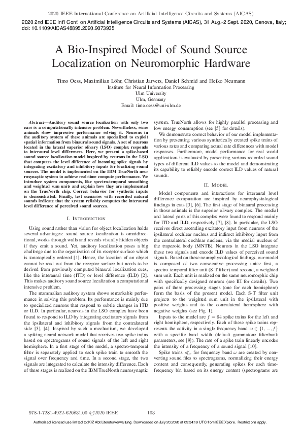 (PDF) A Bio-Inspired Model of Sound Source Localization on Neuromorphic ...