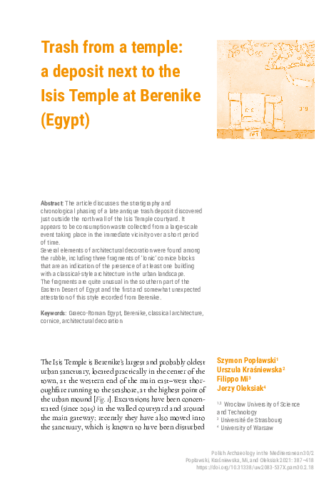 (PDF) Trash from a temple: a deposit next to the Isis Temple at ...