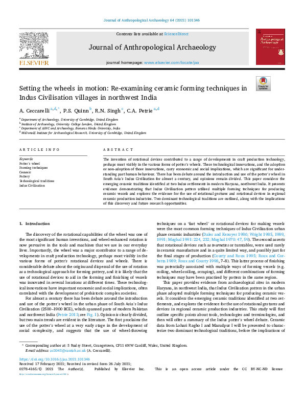 (PDF) Setting the wheels in motion: Re-examining ceramic forming ...