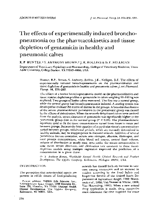 (PDF) The effects of experimentally induced bronchopneumonia on the ...