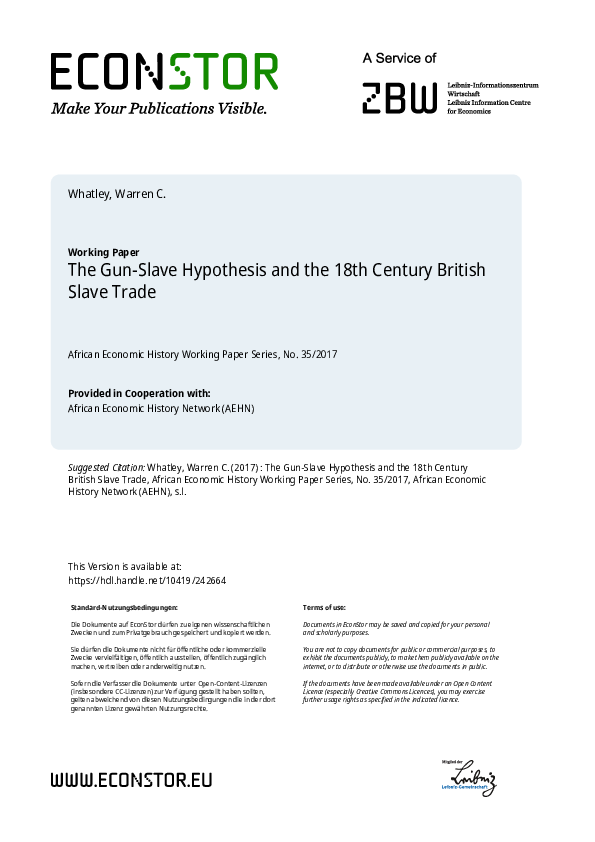 (PDF) The gun-slave hypothesis and the 18th century British slave trade