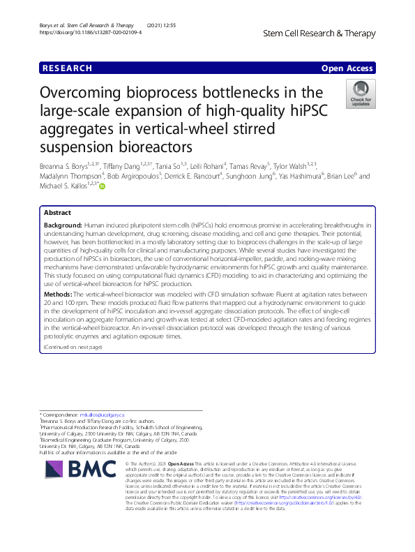 (PDF) Overcoming bioprocess bottlenecks in the large-scale expansion of high-quality hiPSC ...